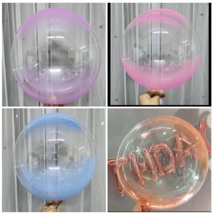 BALON PVC BOBO 18 INCH TRANSPARAN WARNA 2 SISI ATAS BAWAH / BALON BOBO ...
