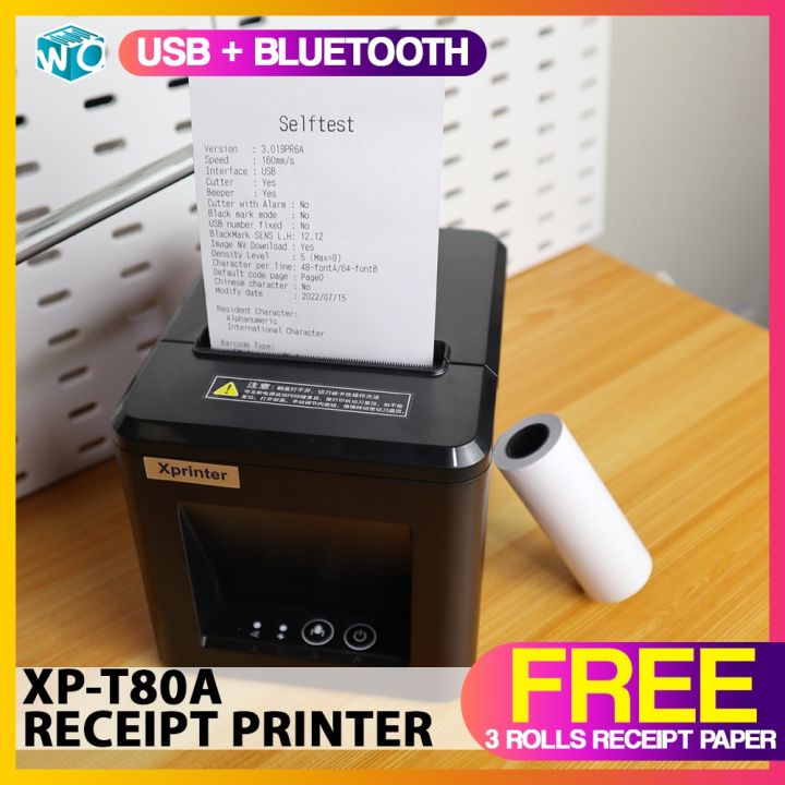 XP-T80A 80mm Receipt Printer Bluetooth Thermal Printer AUTO CUT FREE 3 ...