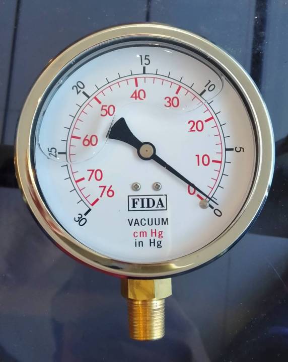 "FIDA" Vacuum pressure gauge stainless Oil -30 - 0 in.Hg (-76 - 0 cm.Hg ...