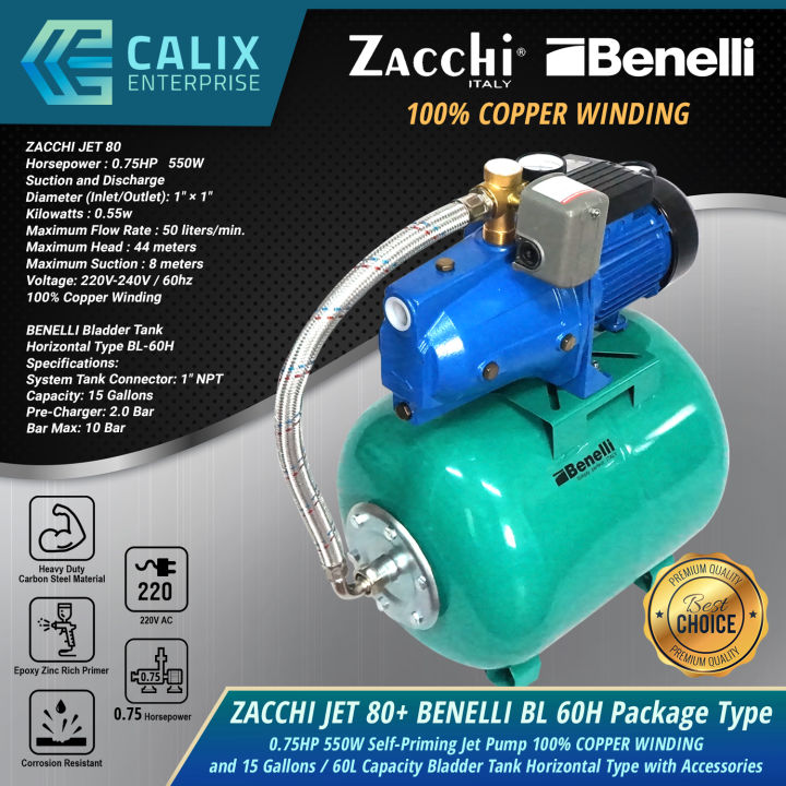 ZACCHI JET 80+ BENELLI BL 60H Package Type - 0.75HP 550W Self-Priming ...