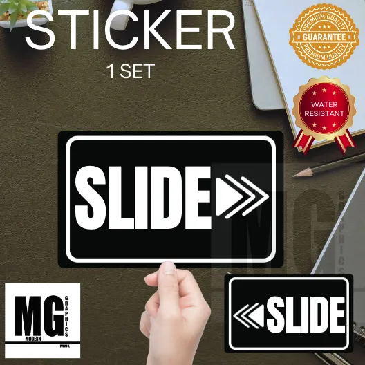 Modern Graphics Slide to Open Door Sticker Sign l Door Sign l ...