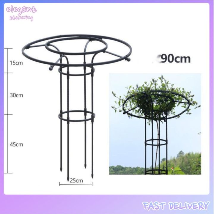 elegantstunning Garden Circular Trellis, Black Steel Frame Umbrella ...
