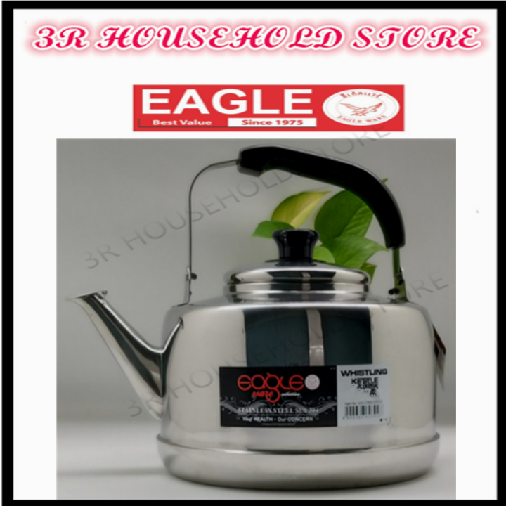 EAGLE SUS304 Stainless Steel Whistling Kettle (Cerek) 5L , 6L , 7L | Lazada