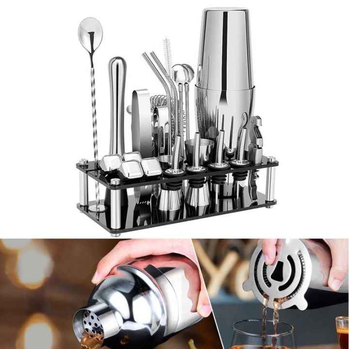 1set Cocktail Shaker Set Shaker Bartender Gelas Bartender Perlengkapan ...
