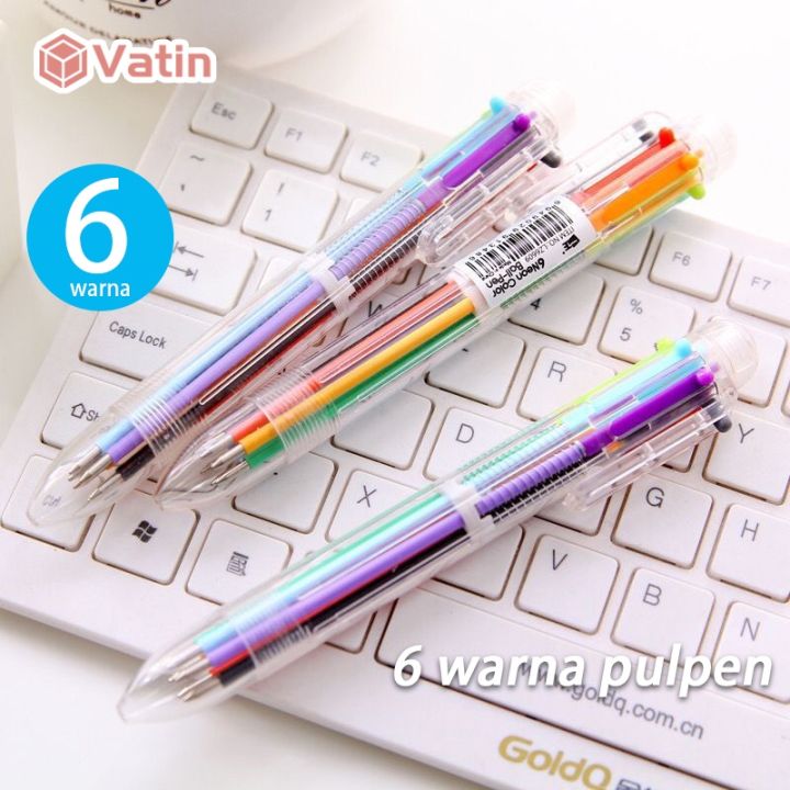 Pulpen 6 warna/Ball Pen/Pena - Pulpen 6 Warna Transparan Pen Six Color ...