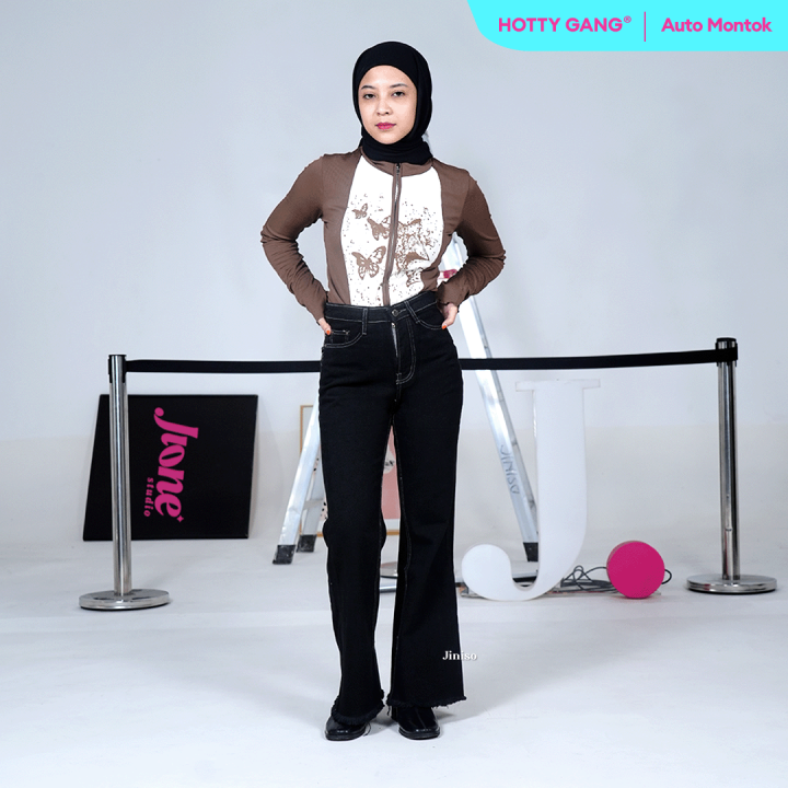 JINISO - HW Cutbray Jeans Slit 335 HOTTY GANG | Lazada Indonesia