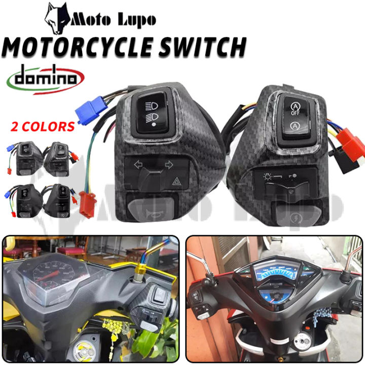 Moto Lupo Motorcycle domino Handle Switch with Hazard Light Carbon For ...