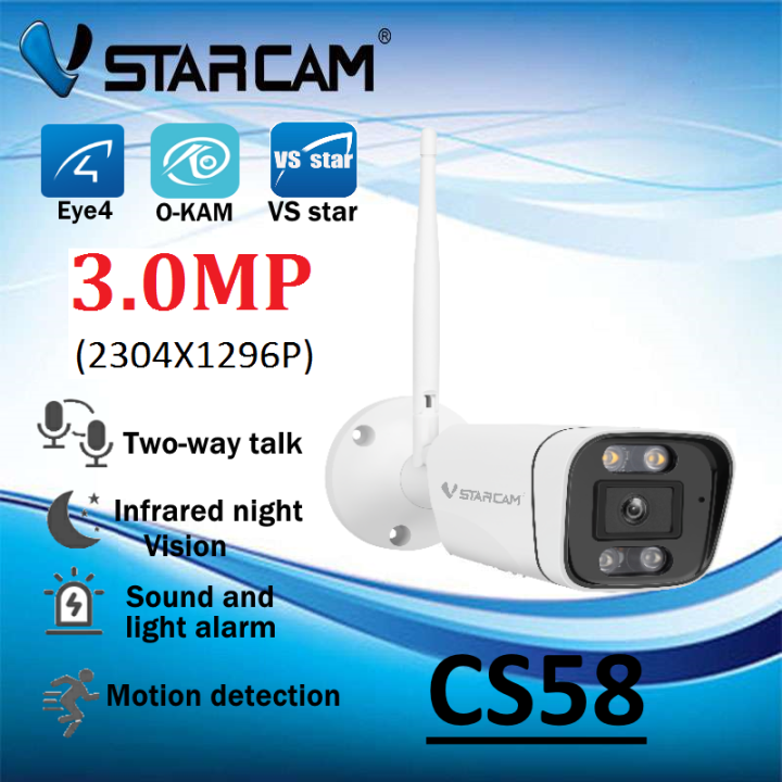 Vstarcam CS58（รุ่นใหม่ ปี2022）3.0MP กล้องวงจรปิดไร้สาย Outdoor IP Camera กล้องนอกบ้าน ภาพสี มี ...