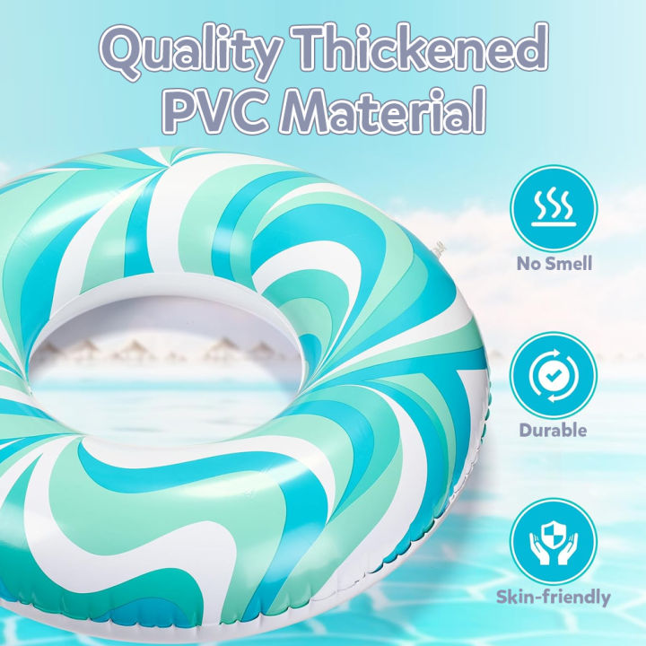 Inflatable Summer Swim Ring Heart and Wave Printed Design | Lazada PH