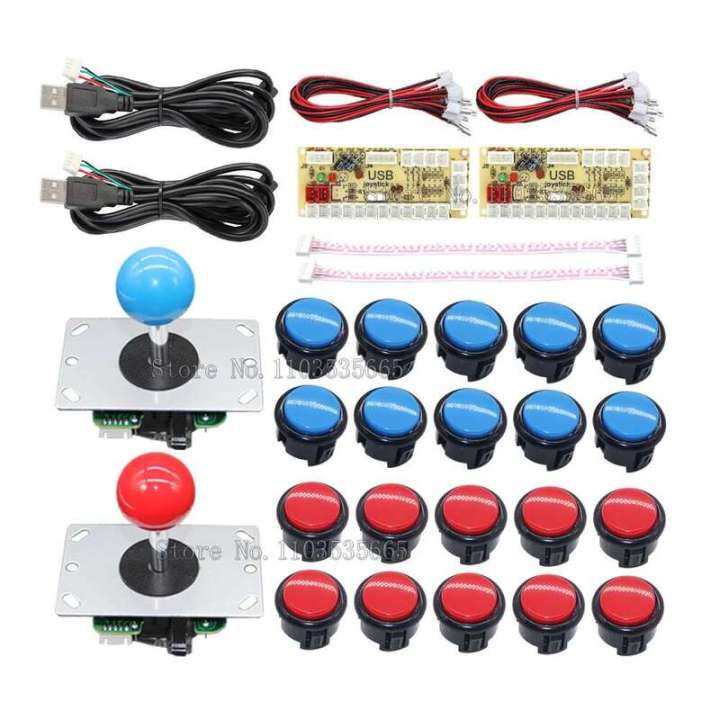 2 Player Arcade DIY Kit Zero Delay USB Board Game Controller SANWA Style Joystick Encoder To PC ...