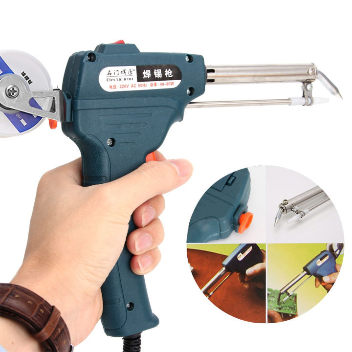 220V 60W Manual Automatic Feed Electric Soldering Gun Hand-held ...