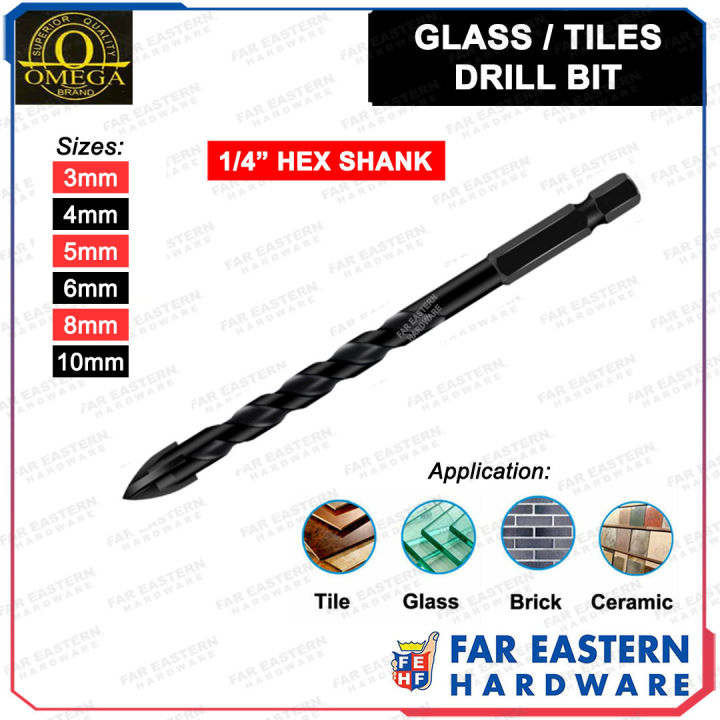 OMEGA Glass & Tile Drill Bit 3mm | 4mm | 5mm | 6mm 8mm | 10mm 1/4 ...
