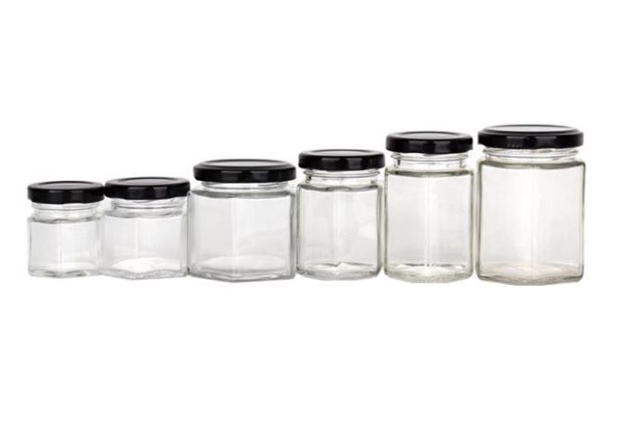 Hexagon Glass Jar Mini Bottle Air Tight Storage Container For Sweet ...