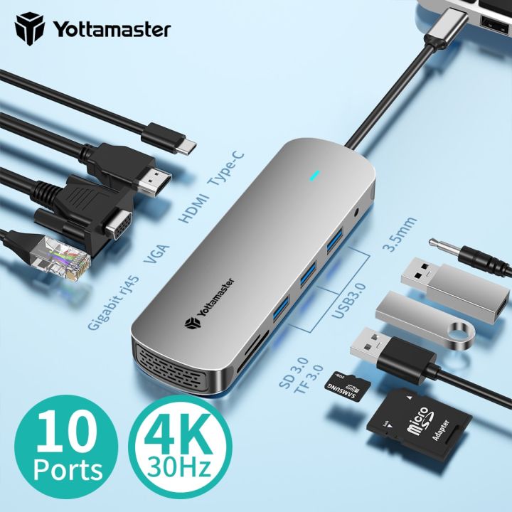 Yottamaster USB C HUB Type C To 10Gbps USB 3.1 Adapter USB3.1/RJ45/ SD ...