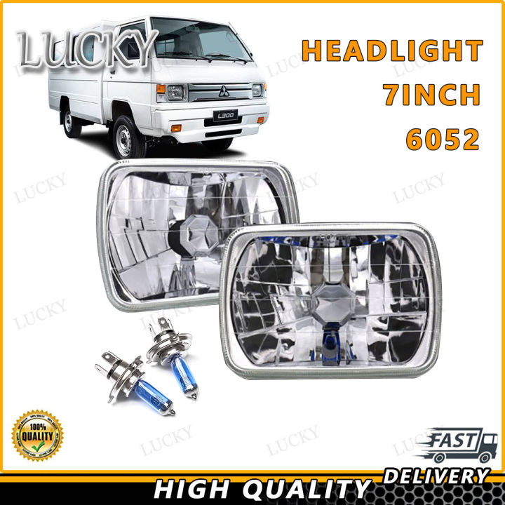 2Pcs 7 inch 6052 Headlights For L200 L300 Jeepney Head Lights With T10 ...