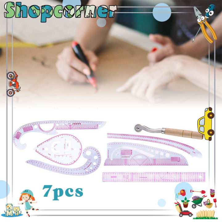 Isi 7 Penggaris Pola Jahit Set Penggaris Skala Jahit Baju Multi ...