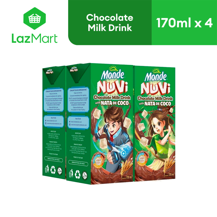 Monde Nuvi Chocolate Milk Drink with Nata de Coco 170ml - Pack of 4 [EXPIRY DATE: July 18, 2025 ...