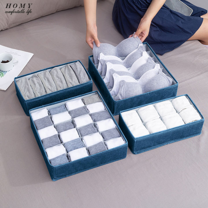 6/7/8/24 Grids Socks Storage Box Bra Organiser Boxes Foldable Washable ...