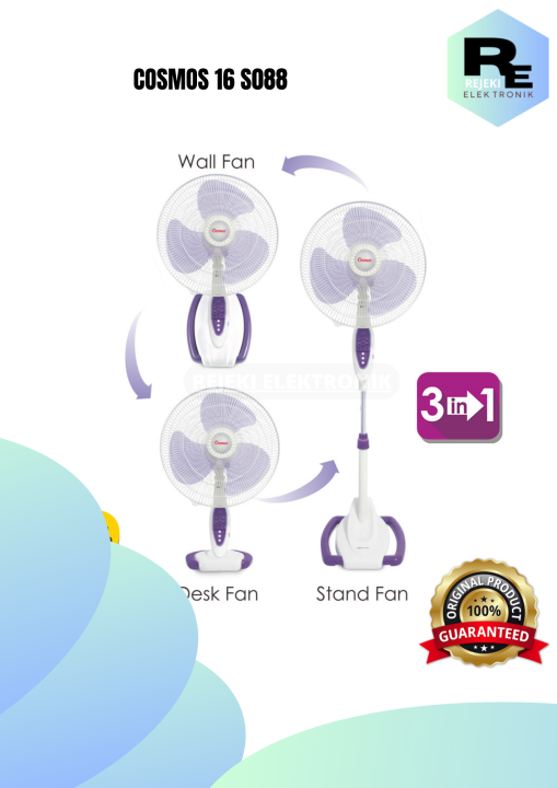 Kipas Angin / Stand Fan COSMOS 16 S088 3 in 1 Wadesta 16 Inch 3 Fungsi ...