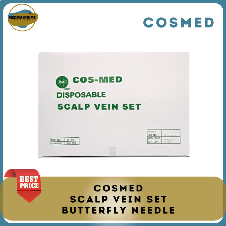COSMED Scalp Vein Set Butterfly Needle Sold Per BOX G. 19, 21, 23, 25 ...