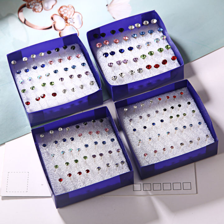 20 Pair/Set Women Girl Rhinestone Crystal Stud Earrings Mixed Styles ...