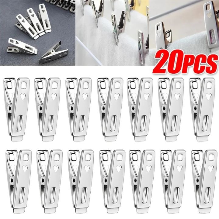 1-20PCS Stainless Steel Clothes Clips Multipurpose Laundry Clothes ...