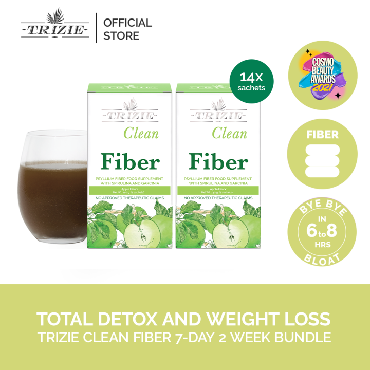 TRIZIE Clean Fiber Bundle of 2 (20g x 7 sachets x 2) [Detox Fiber Drink ...