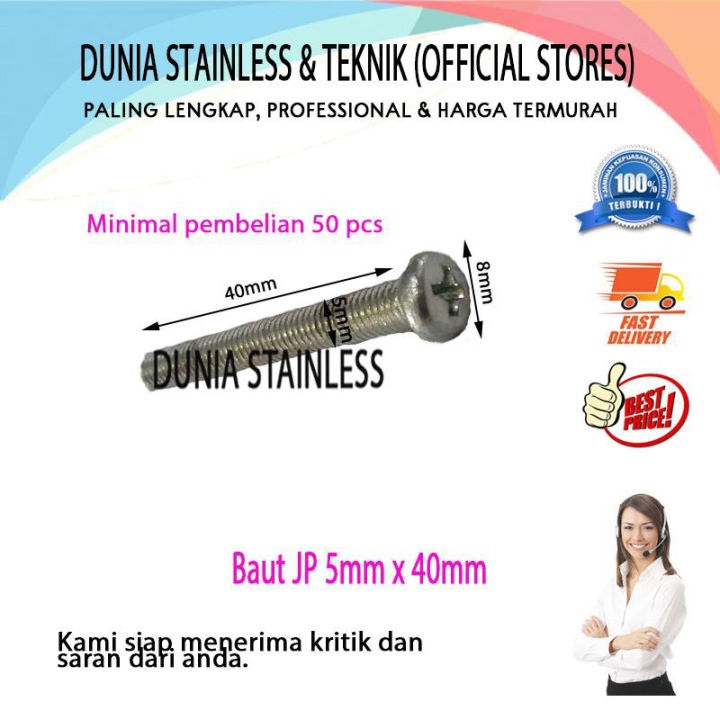Baut JP 5mm X 40mm /50pcs | Lazada Indonesia