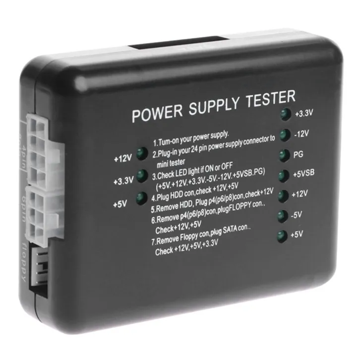 PC 20 24 Pin Power Supply Tester Checker LED for PSU ATX HDD Meter ...