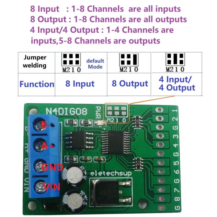 3 in 1 8ch Input/Output Digital Switch TTL LvTTL CMOS RS485 IO Control Module Modbus Rtu Board ...