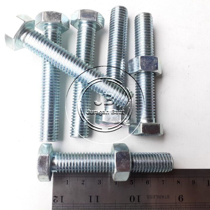 100 PCS BAUT MUR M12 X 70 PANJANG 7CM 7 CM KUNCI 19 70MM MM PUTIH BAUD ...
