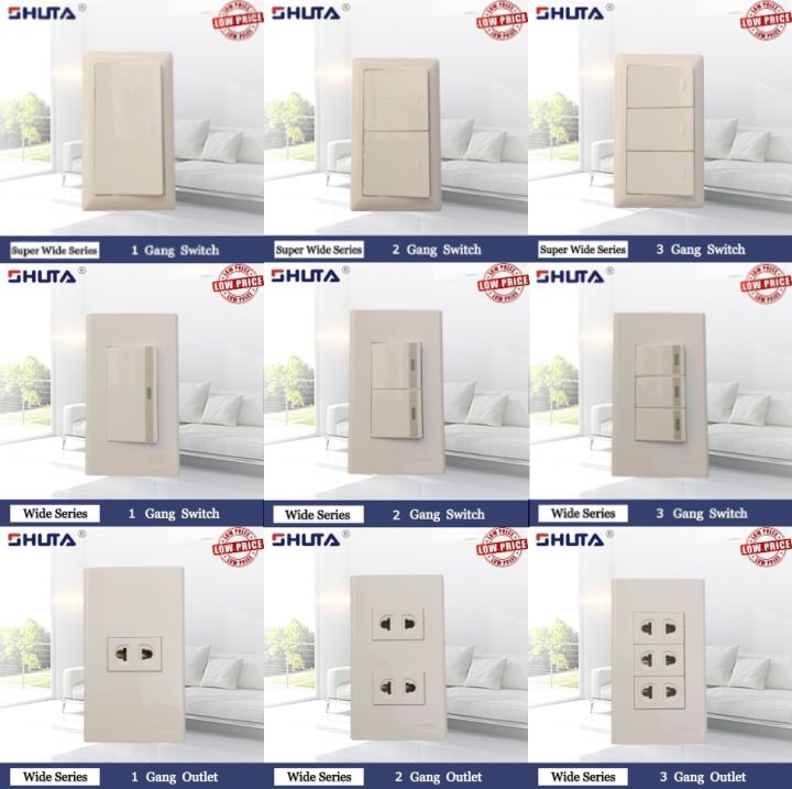 SHUTA Wide Serises 1 , 2, 3 Gang Outlet /Switch | Lazada PH