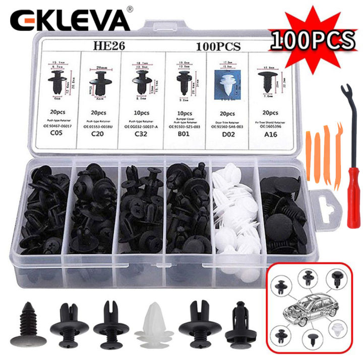 EKLEVA 100PCS Mixed Automobile Universal Plastic Expansion Screw Push ...