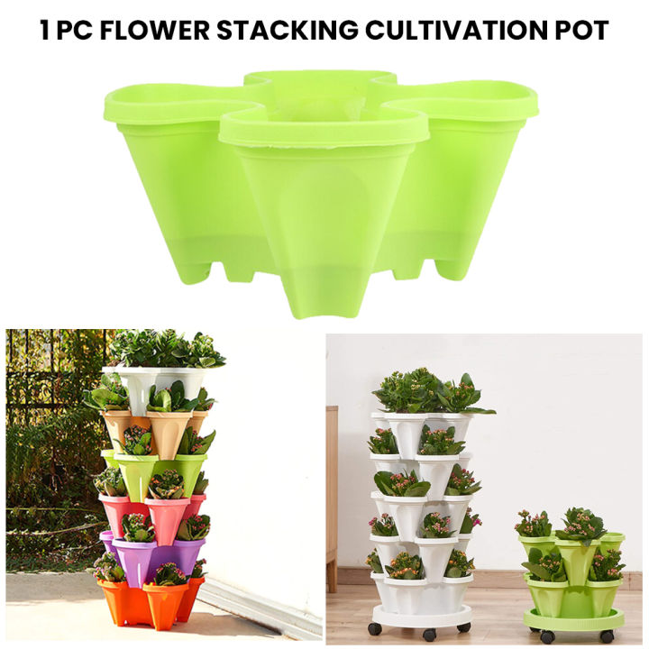 HODESO 1 Piece Flower Pot Stacking Cultivation Pot Stackable Tower ...