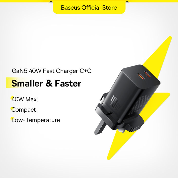 Baseus GaN5 Pro Fast Charger C+C 40W UK | Lazada