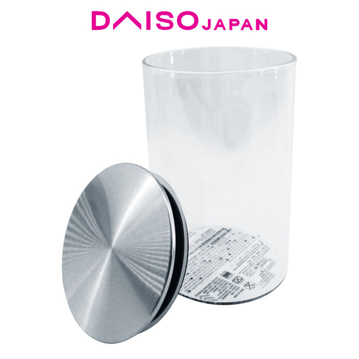Daiso Glass Canister with Stainless Steel Lid (240ml) | Lazada PH