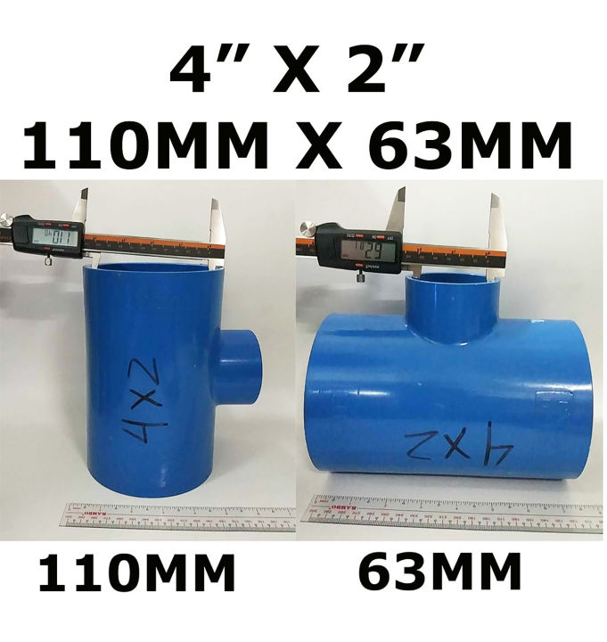 PVC TEE REDUCER 4" X 2" BLUE FOR CLEAN WATER ( 110MM X 63MM