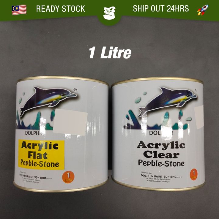1L DOLPHIN PAINT Acrylic Clear Pebble Stone Flat / Clear Cat batu ...