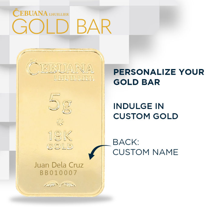 Cebuana Lhuillier 18K Gold Bar - PERSONALIZED (Names at the back ...