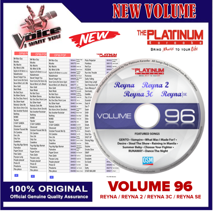 Platinum Reyna 1 / 2 / 3C / SE New Updated 2023 Volume 96 CD Tape With Free Additional Pages ...