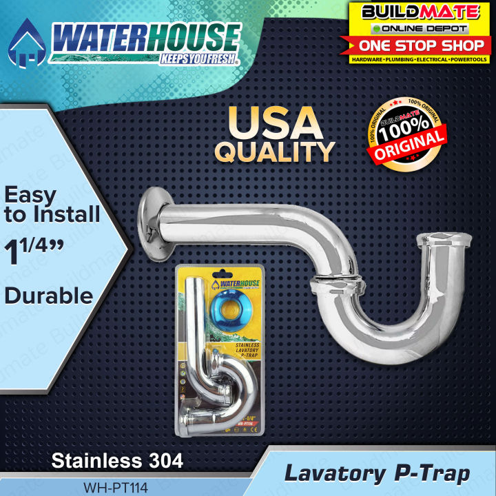 WATERHOUSE Stainless P Trap with Brass American Nut 1-1/2" | 1-1/4 ...