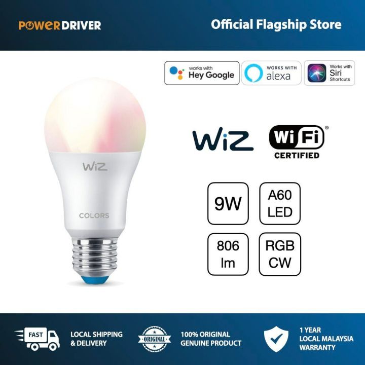 WiZ E27 LED Smart Lighting Tunable White and Colour Bulb (9W 2700-6500 ...