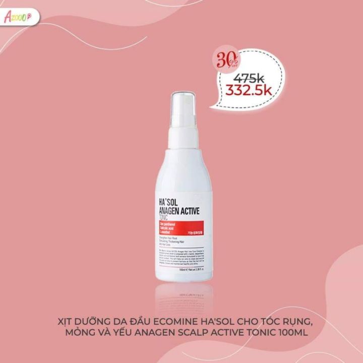 Xịt dưỡng da đầu Ecomine Ha'sol cho tóc rụng, mỏng và yếu Anagen Scalp ...