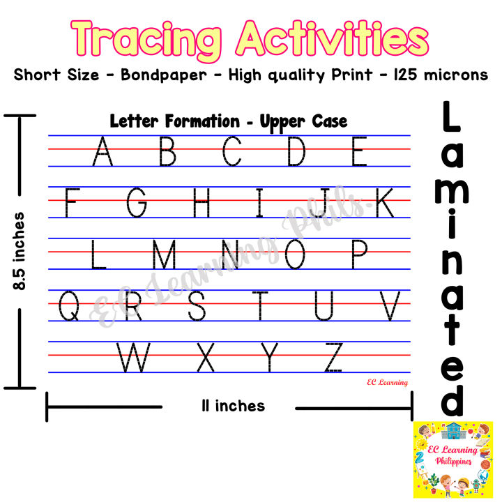 Laminated Tracing Activity LETTER FORMATION UPPER CASE Write and Wipe ...