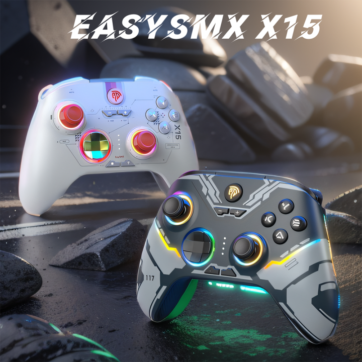 exxb EasySMX X15 RGB Wireless Gamepad, Bluetooth Gaming Controller Compatible with PC Windows ...