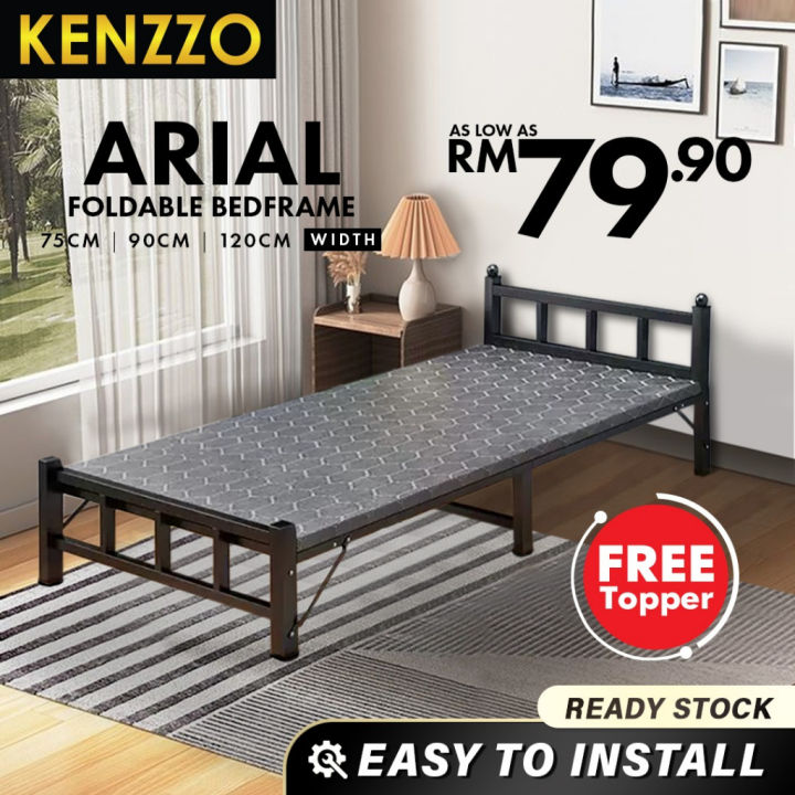 FREE TOPPER!! ARIAL FOLDABLE METAL BED FRAME / Katil Single/ Bedframe ...