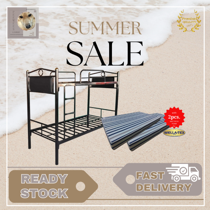 PEEWEE'S LOUNGE - FINN DOUBLE DECK METAL BED FRAME Powder Coated Steel ...