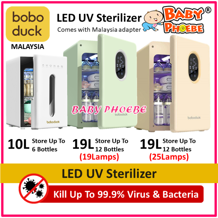 Boboduck UV Sterilizer 10L/17L/19L with Malaysia Adapter (1pc) 紫外线烘干消毒箱 Baby Bottle UVC LED ...