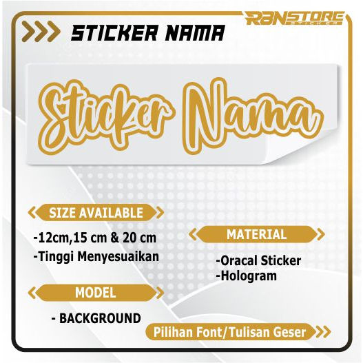 MODEL OUTLINE-STIKER NAMA HOLOGRAM DAN WARNA TULISAN BEBAS CUTTING ...
