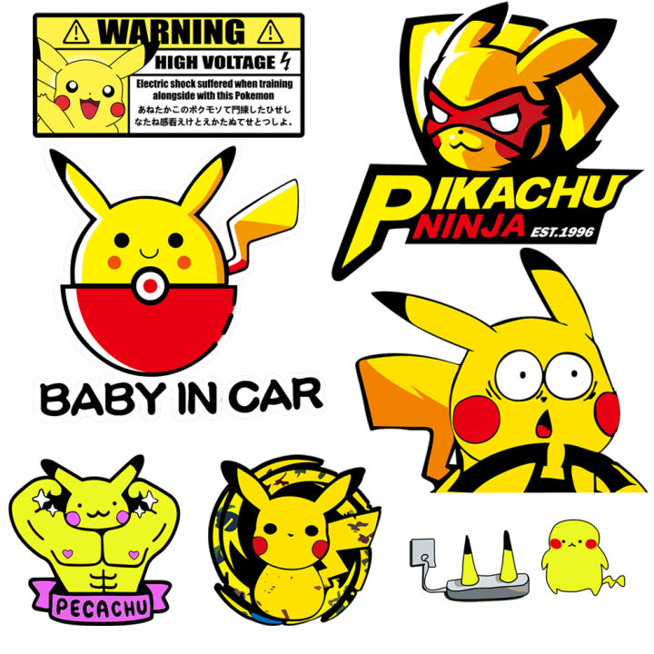 Pikachu Car Stickers Cover Scratches Stickers Body Cartoon Reflective ...